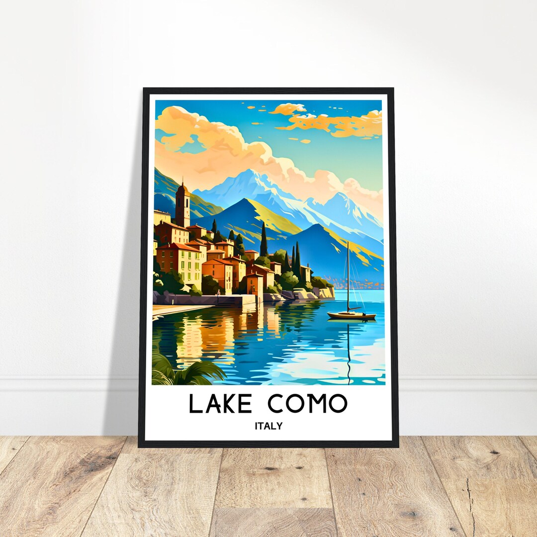 Lake Como Travel Poster Lake Como Travel Print Lake Como Italy Print ...