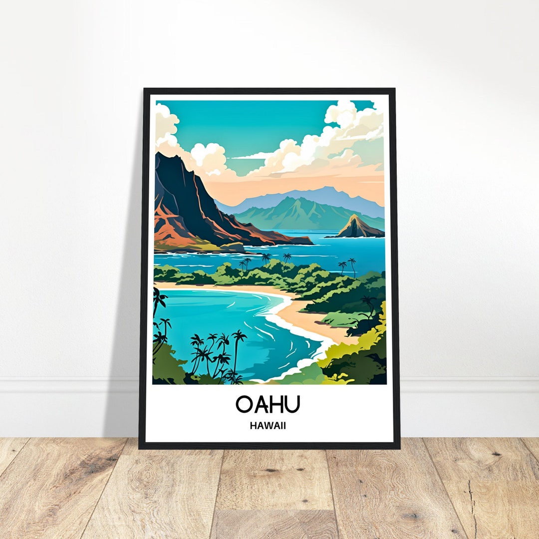 Oahu Travel Print Oahu Poster American Art Print Hawaii Lover Gift Wall ...