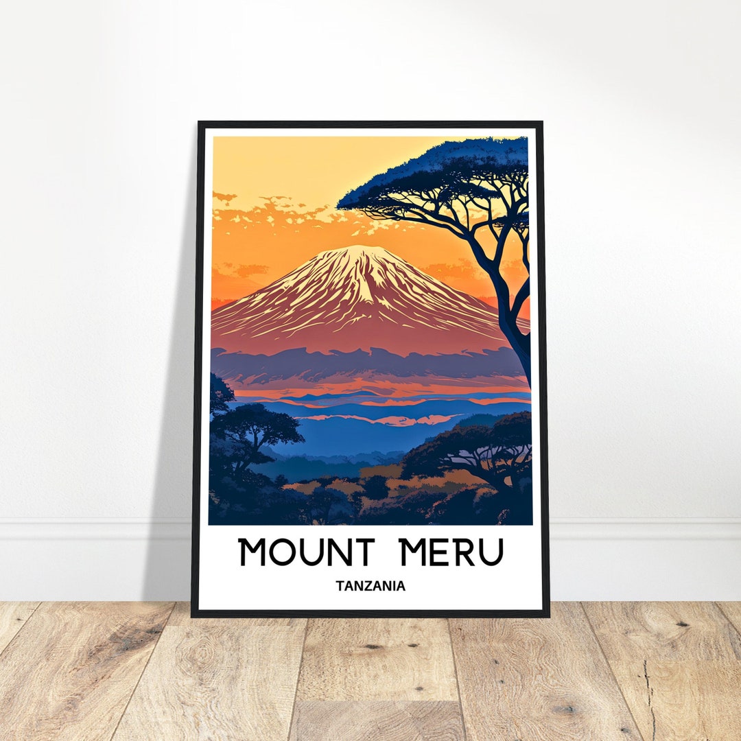 Mount Meru Travel Print Poster African Art Print Africa Lover Gift Wall ...
