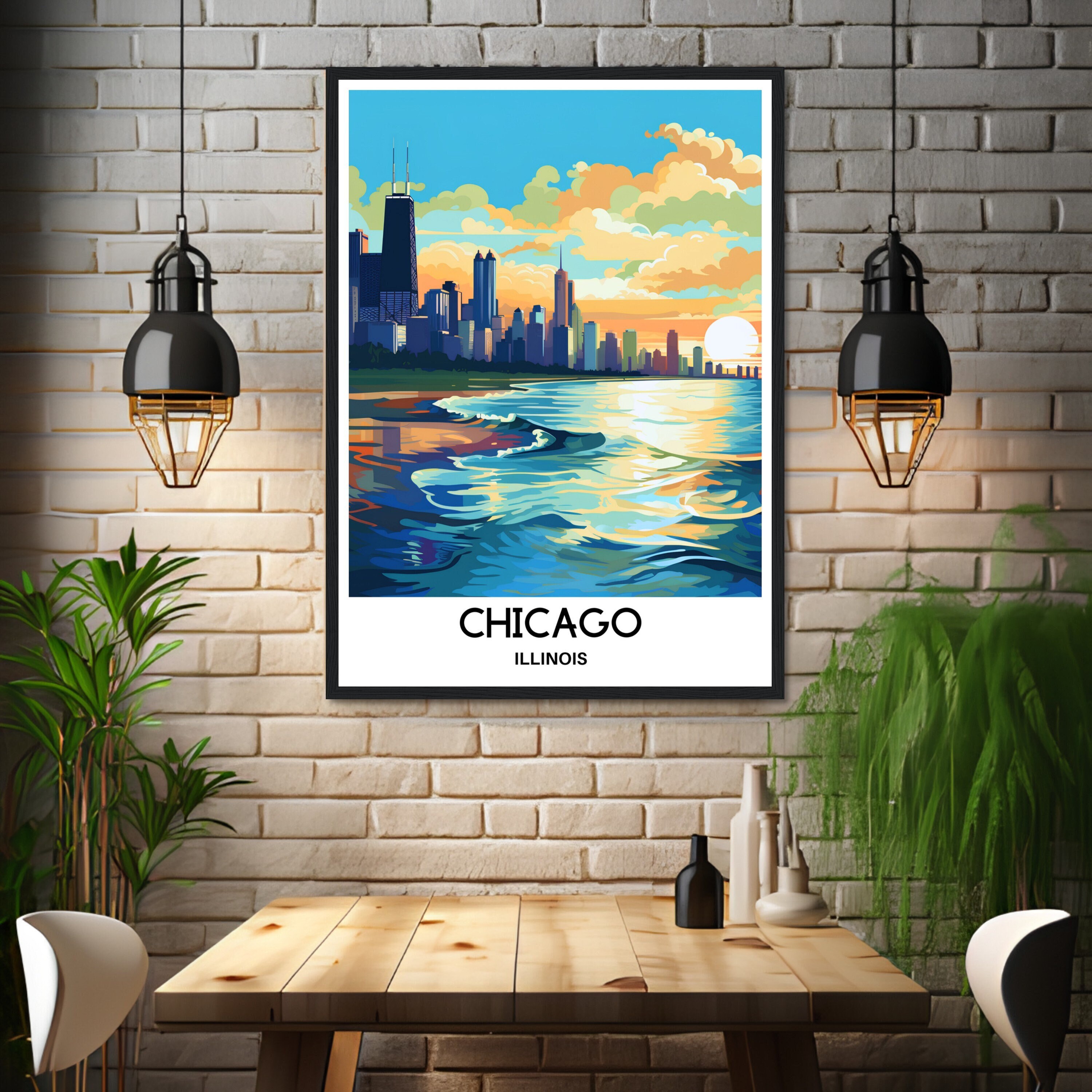 Chicago Travel Poster Chicago Travel Print Chicago Art Print Chicago ...