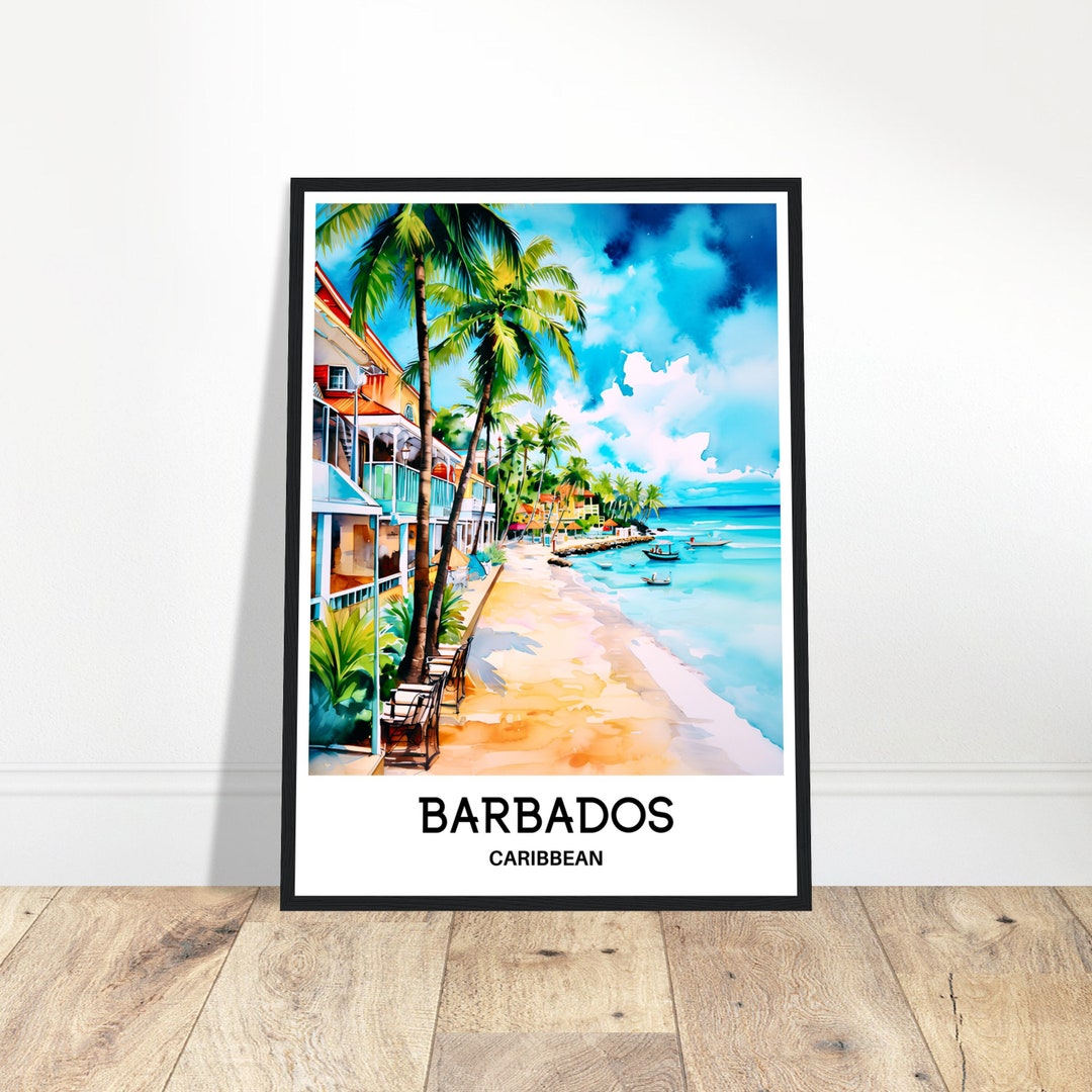 Barbados Watercolor Print Barbados Travel Poster Caribbean Art Print ...