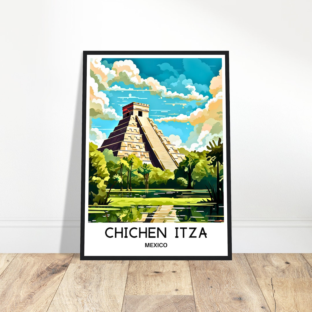 Chichen Itza Travel Print Chichen Itza Poster Mexican Art Print Mexico ...