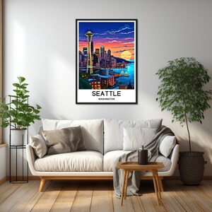 Seattle Travel Print Seattle Poster American Art Print Washington Lover ...