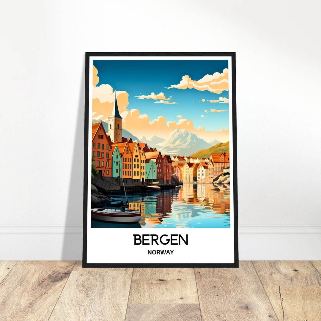 Bergen Travel Print Bergen Poster Norwegian Art Print Norway Lover Gift ...