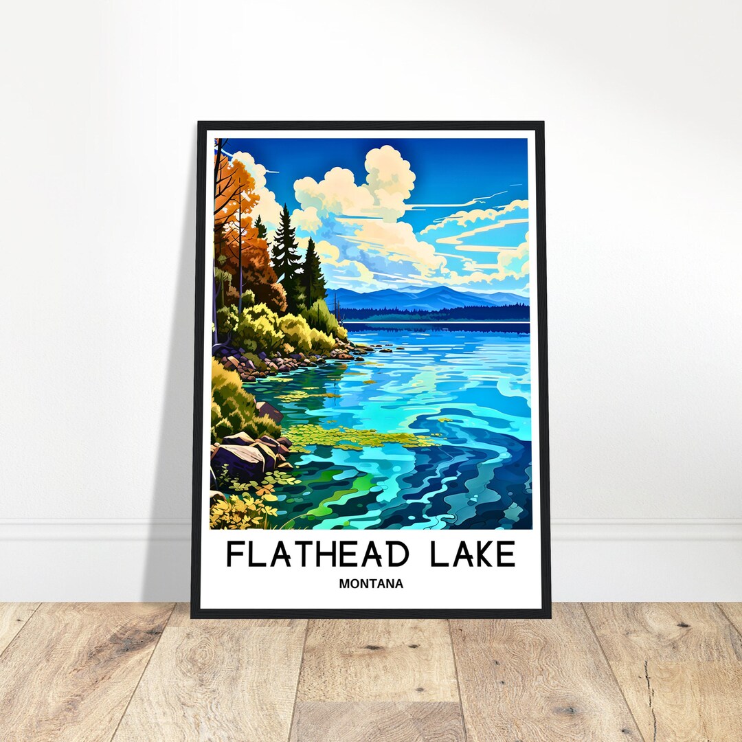 Flathead Lake Travel Print Flathead Lake Poster American Art Print ...