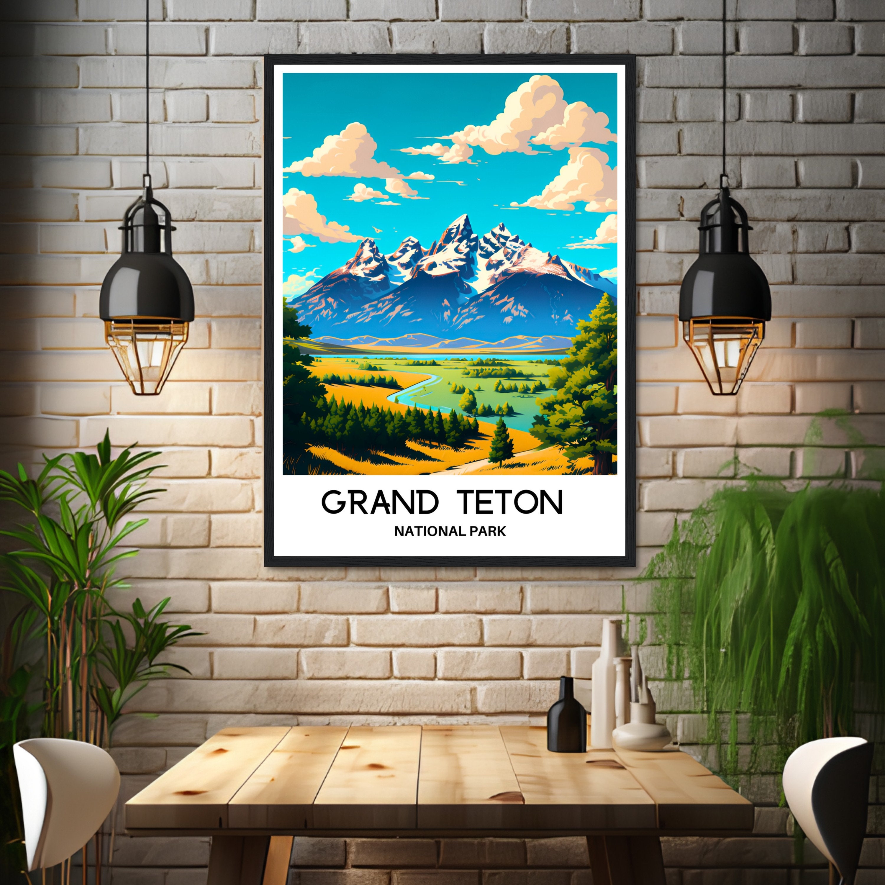 Grand Teton National Park Travel Print Grand Teton Poster American Art ...