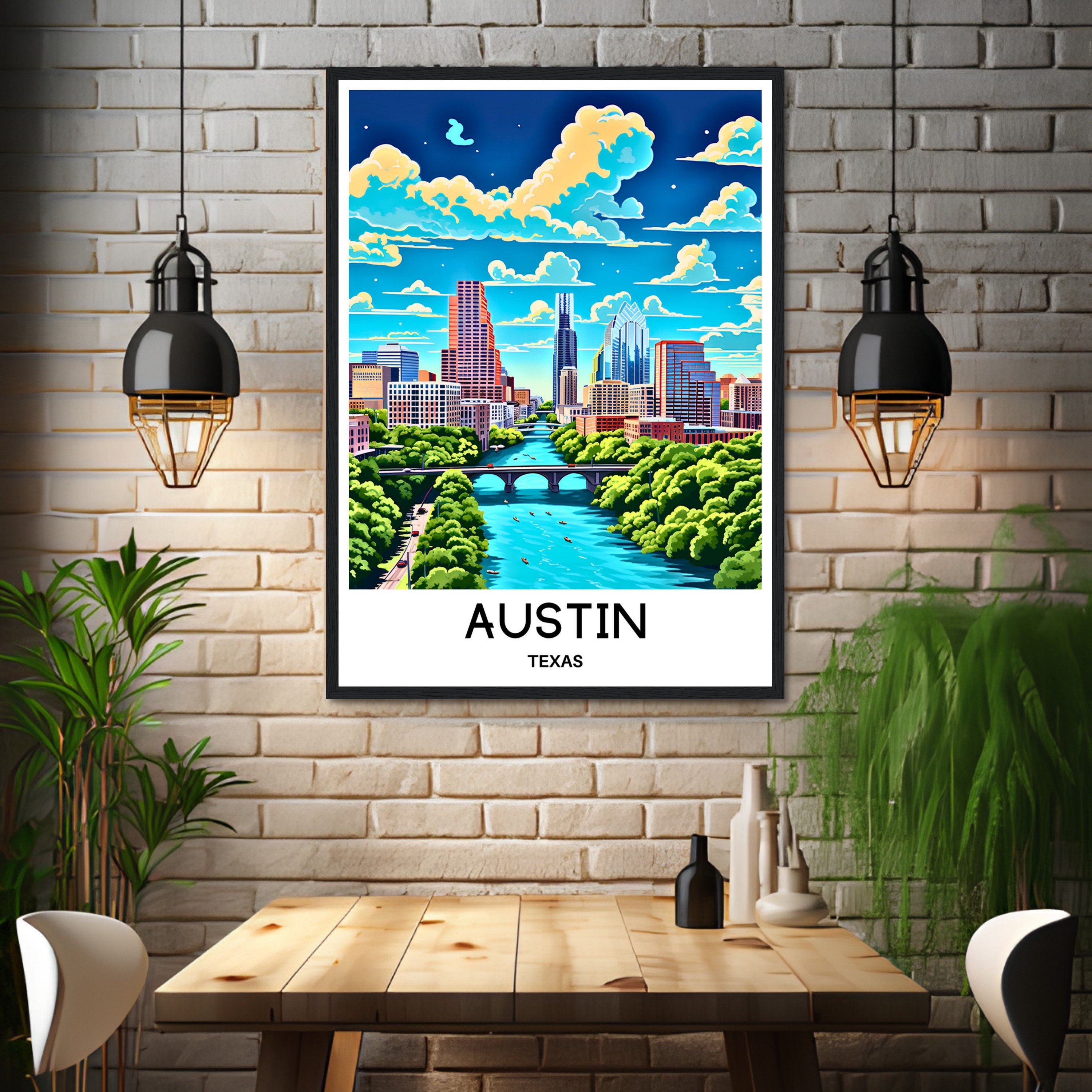 Austin Travel Print Austin Poster Amerikanischer Kunstdruck Texas ...
