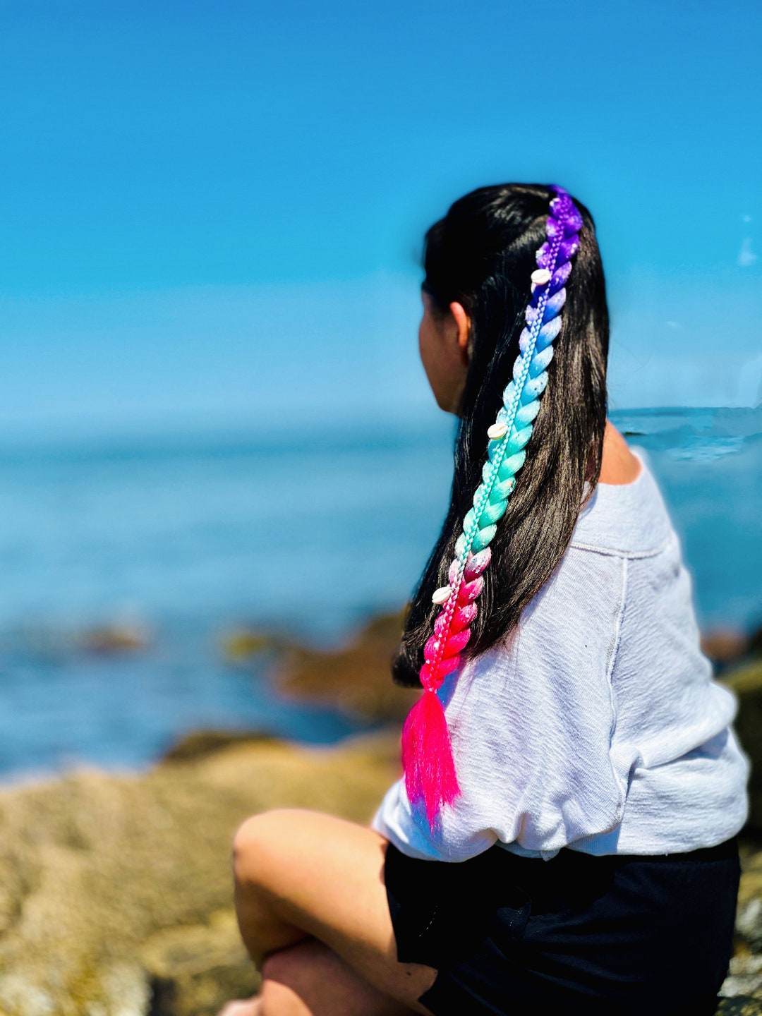 Mermaid Braid, Ponytail Extension, Braided Hair Elastics for Rave ...