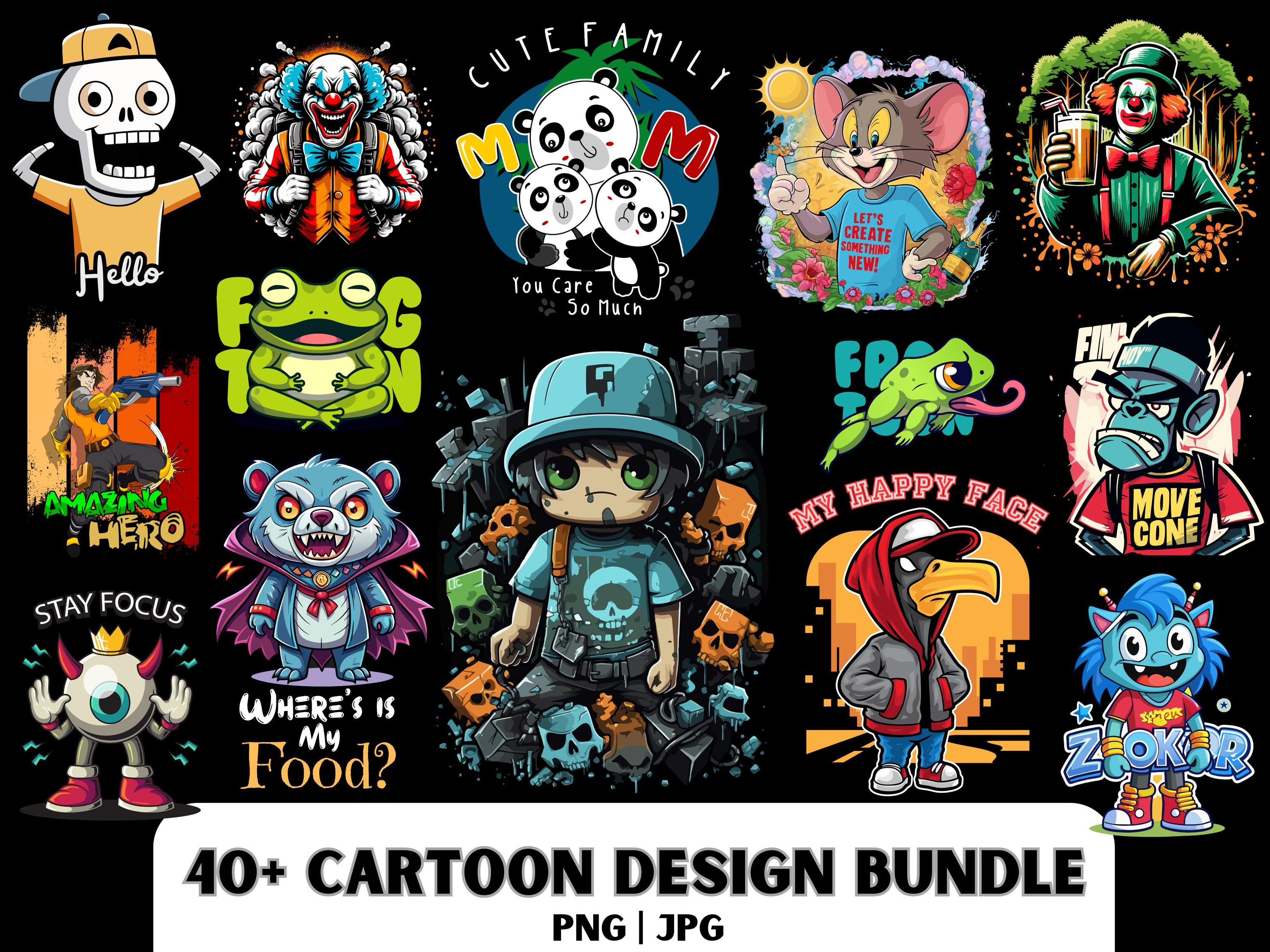 Cartoon Design PNG, Cartoon Characters Printable Design T-shirts ...