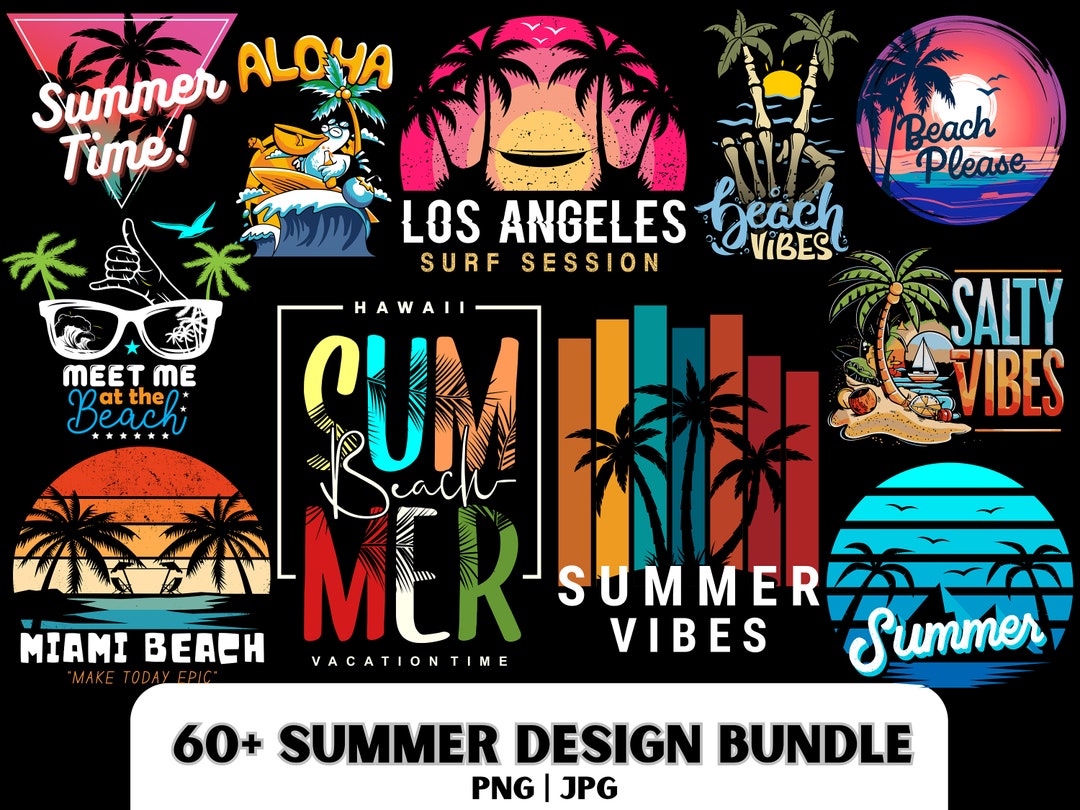 Summer Beach Design Bundle: 60+ PNG & JPG Designs (digital Download) - Etsy