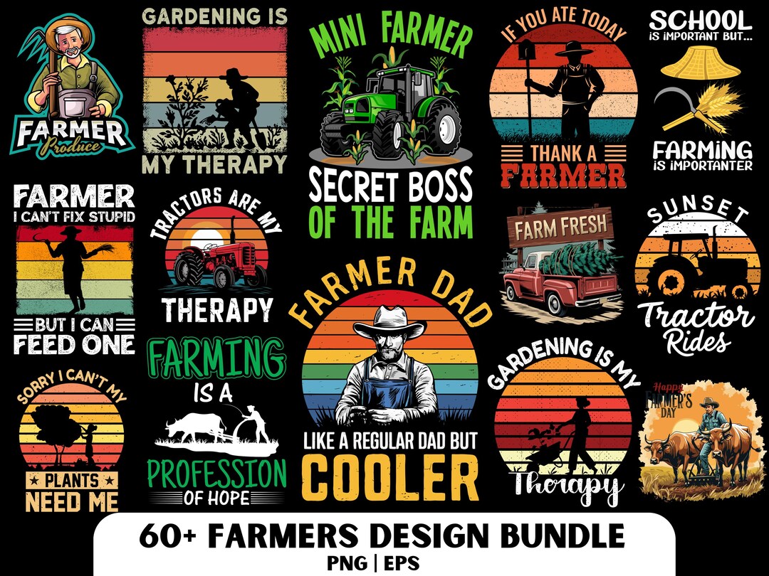 Farmer Design PNG Bundle: 60 Farm Life Designs (digital Download) - Etsy