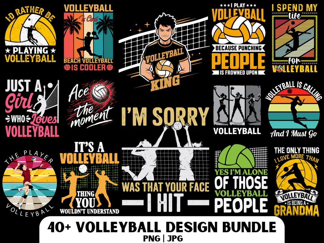 Volleyball Design PNG Bundle: 40+ T-shirt Designs (digital Download) - Etsy
