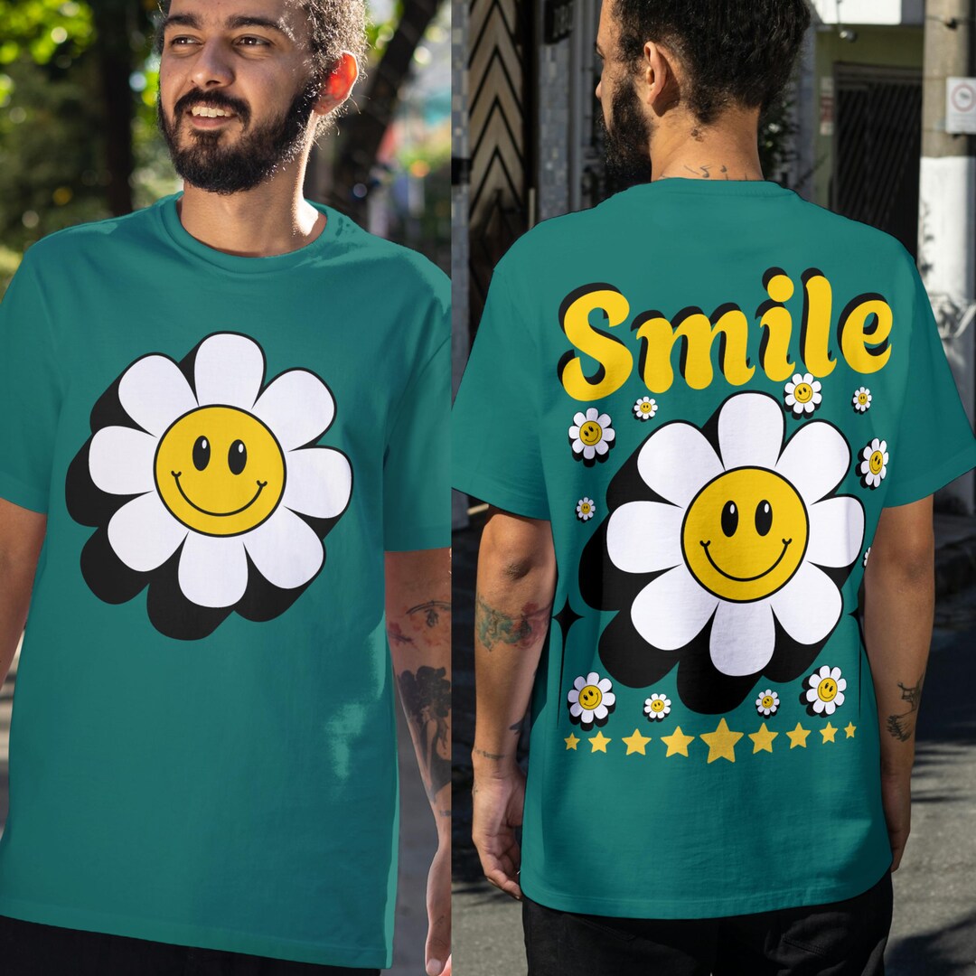 Smile Face PNG: Retro Shirt Design, Front & Back (digital Download - Etsy