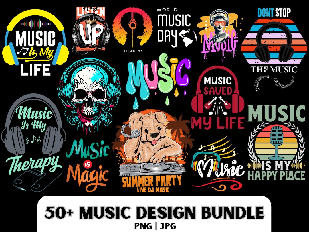 Music T-shirt Design Bundle: Retro Music PNG, JPG (digital Download) - Etsy
