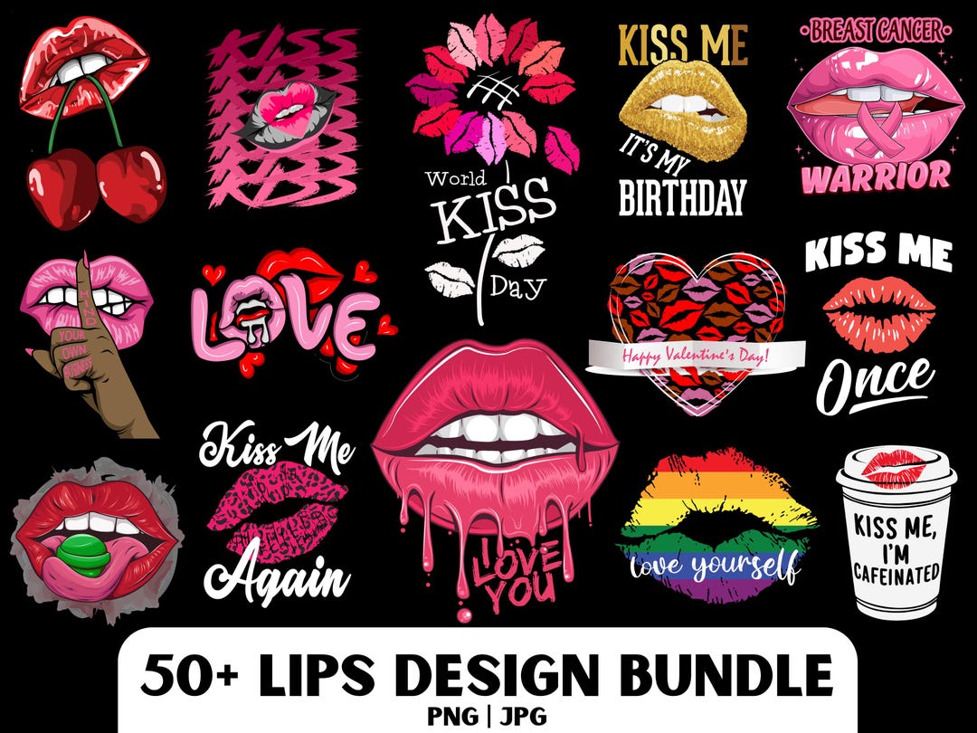 Lipstick Design Bundle, Lipstick Kiss PNG Design, Beauty Design, Lips T ...