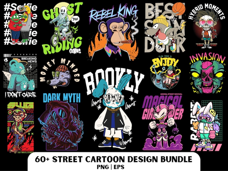 Streetwear Cartoon Design Bundle: Urban PNG, EPS (digital Download) - Etsy
