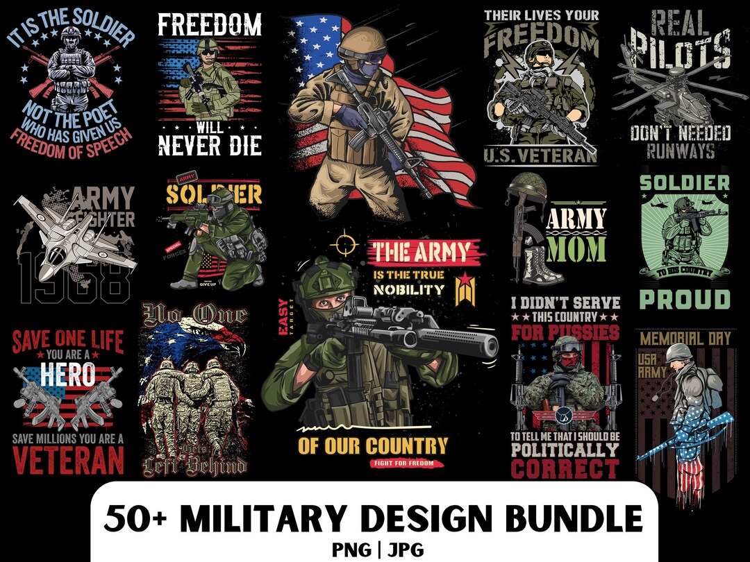 Military PNG Bundle: Army Designs for Shirts, Navy T-shirt Design ...