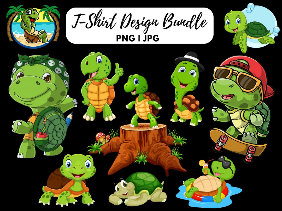 Tortoise T-shirt Design PNG and JPG Bundle, Trutle Images, Tortoise ...