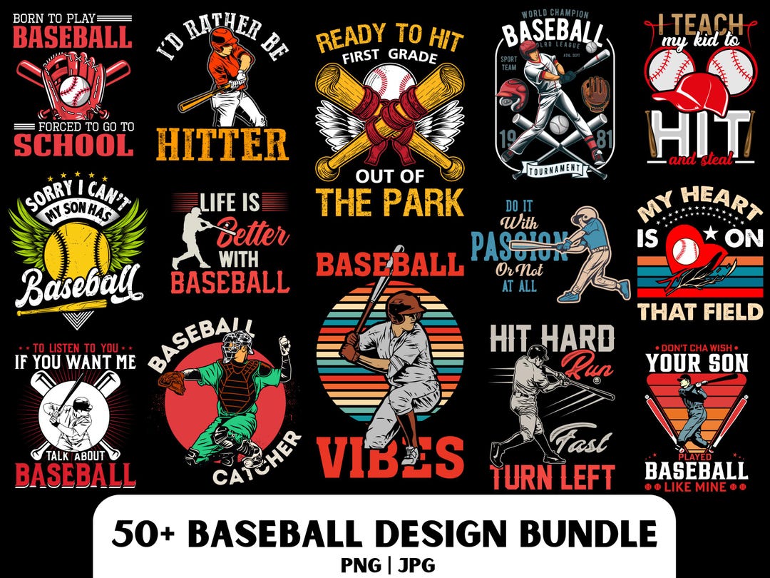 Baseball PNG Design Bundle: Retro Baseball Vibes (digital Download) - Etsy