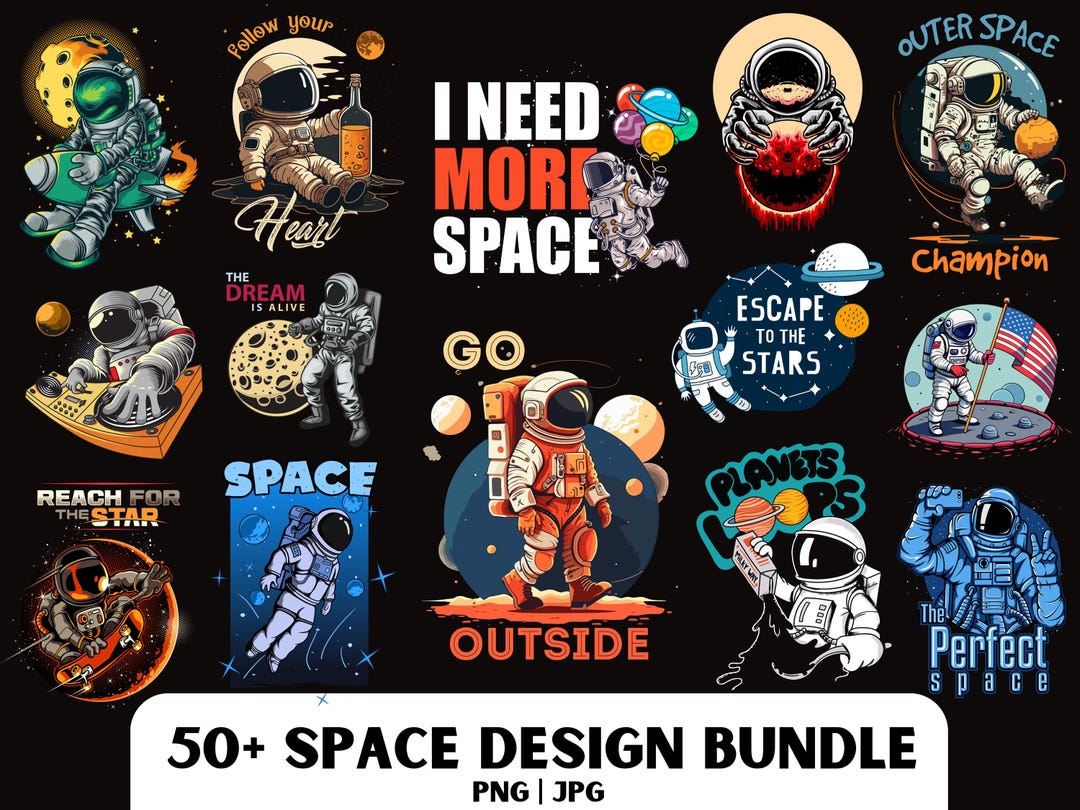 Space T-shirt Design, Cute Astronaut, Planets PNG Design, Galaxy ...