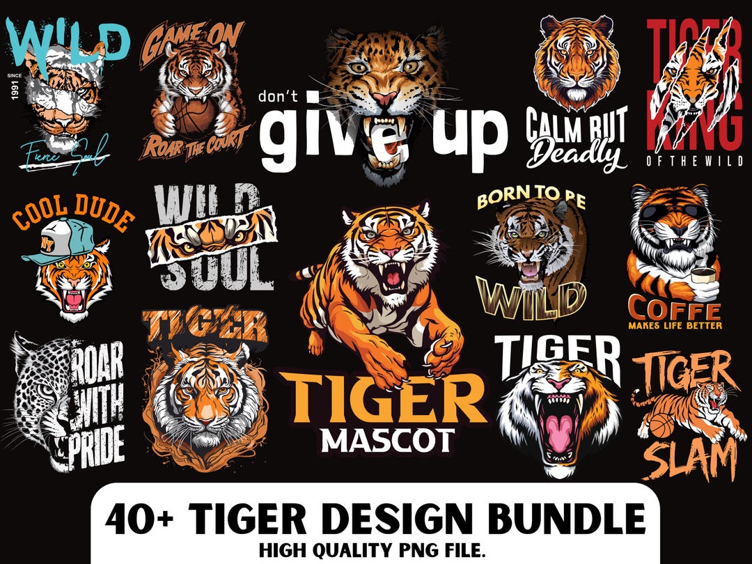 Tiger Design PNG Bundle: Roaring Tiger Clipart (digital Download) - Etsy