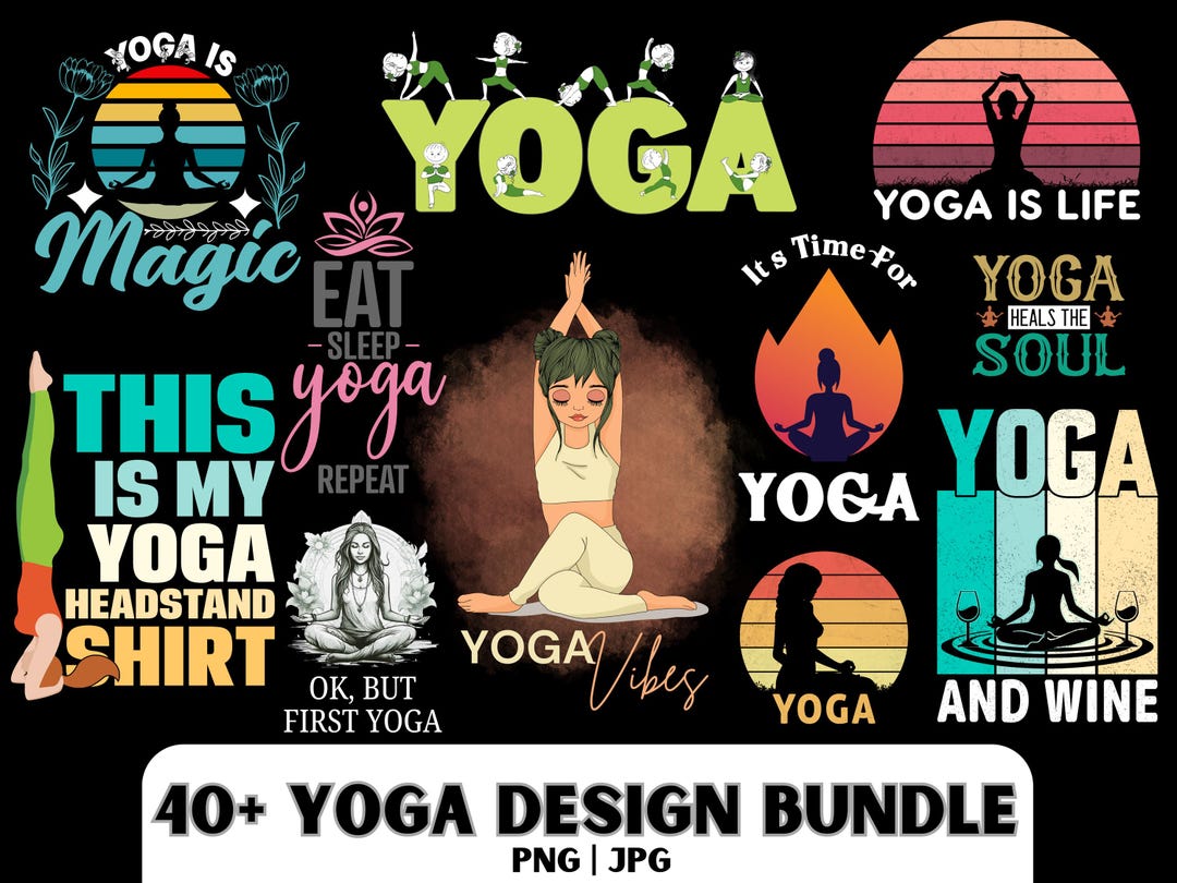 Yoga T-shirt Design Bundle, Meditation PNG Bundle, T-shirt Design PNG ...