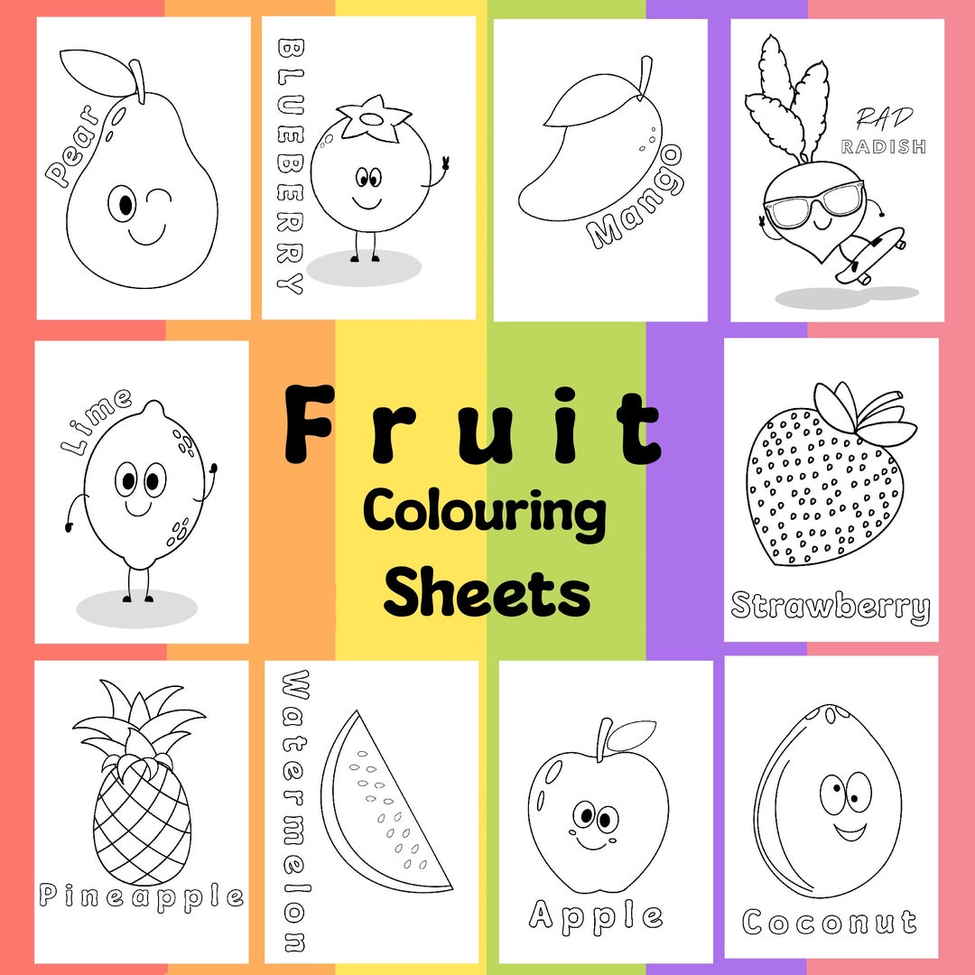 Easy Fruit Colouring Pages Colouring Sheets Kids Activity Print at Home ...