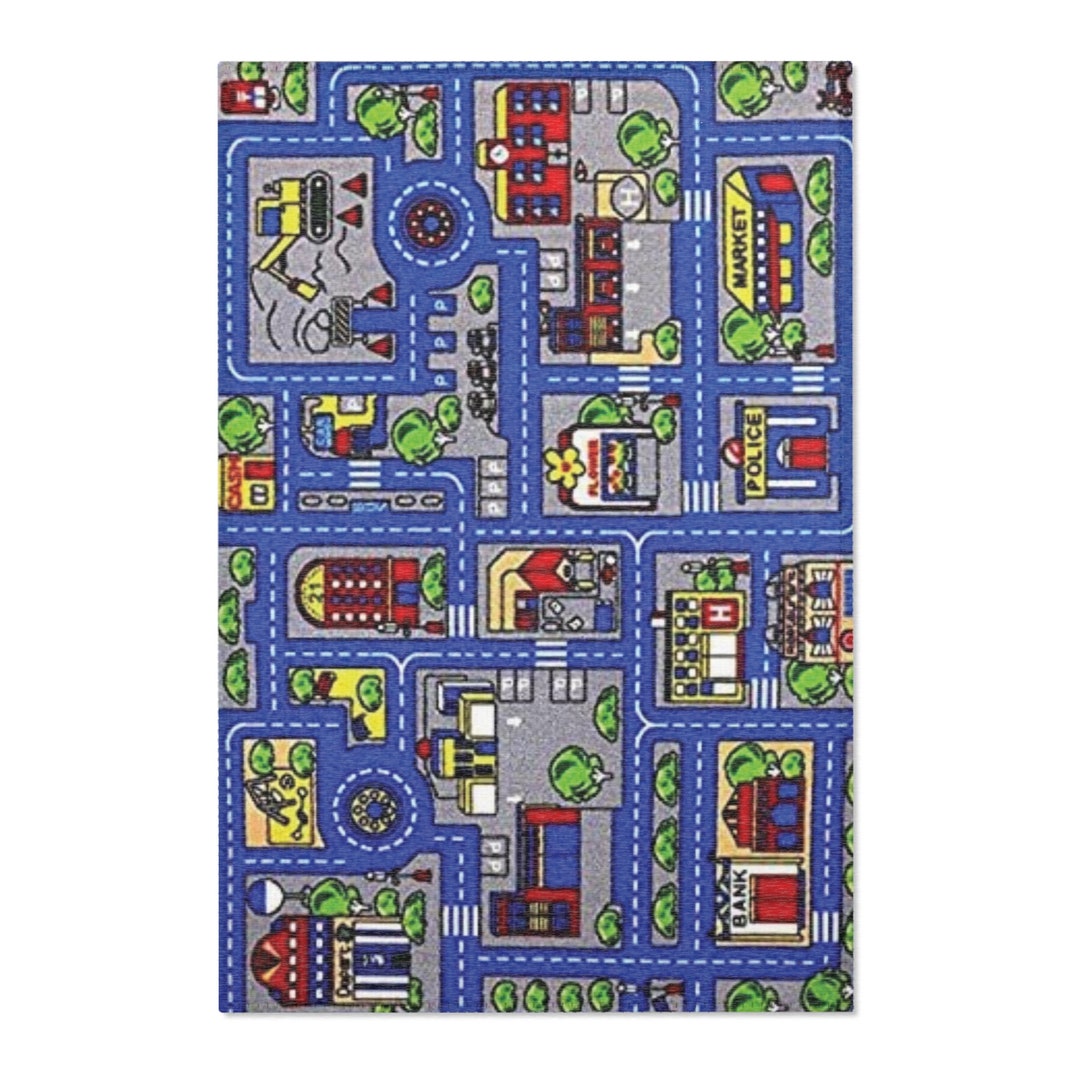 90'S Retro Roadmap Rugs for Kids- Vintage Inspired. Retro Road Map Rug ...