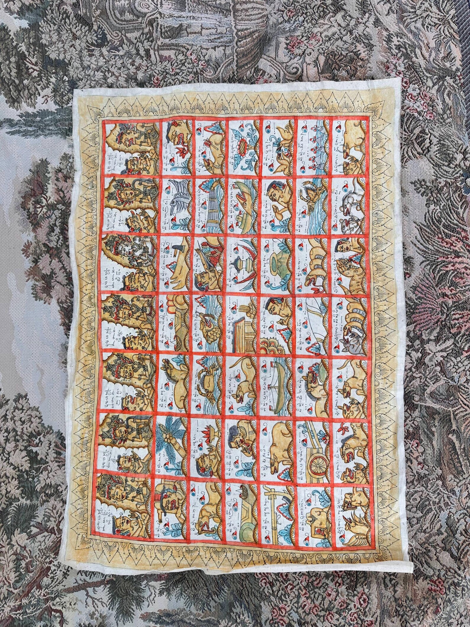 Vintage Balinese Palintangan Calendar Tapestry | Kamasan Art Wall ...