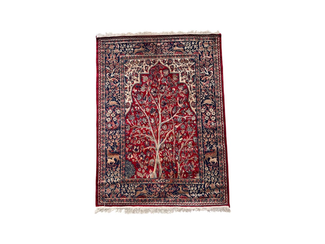 Antique Silk Rug | Persian Tree of Life Carpet | Vintage Oriental Wall ...