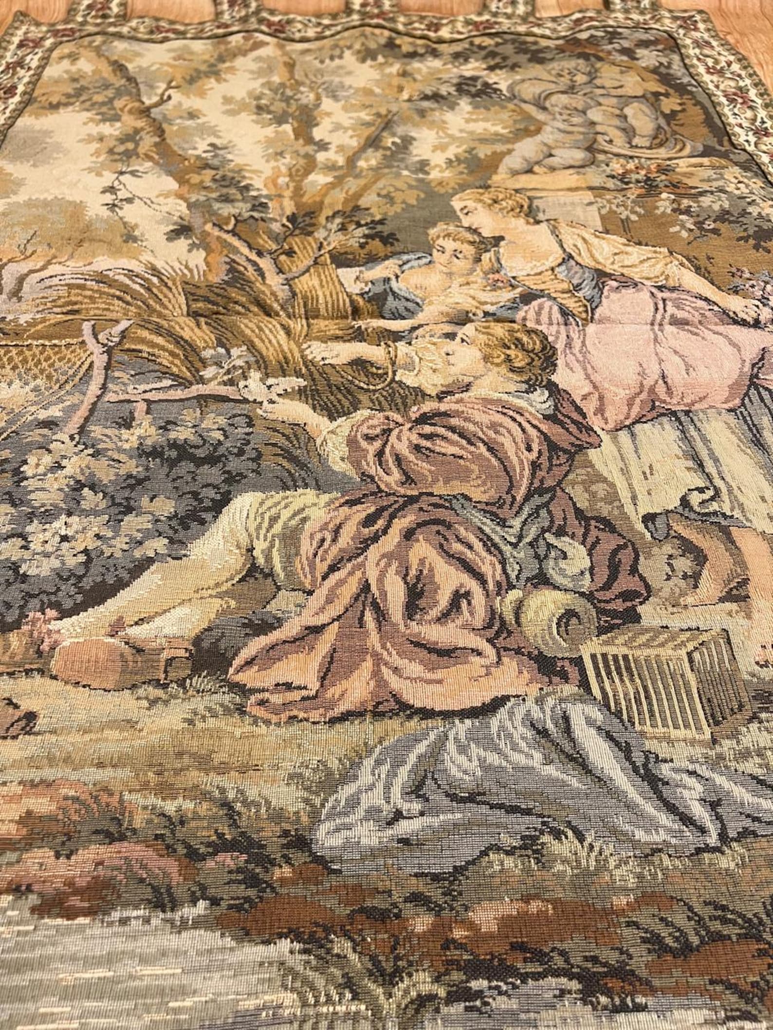 Antique Gobelin Tapestry Wall Hanging, Dining Room Tapestry, Heritage ...
