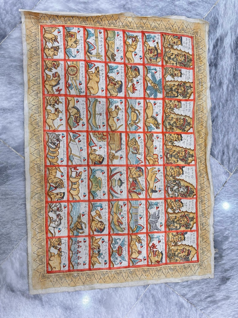 Vintage Balinese Palintangan Calendar Tapestry | Kamasan Art Wall ...