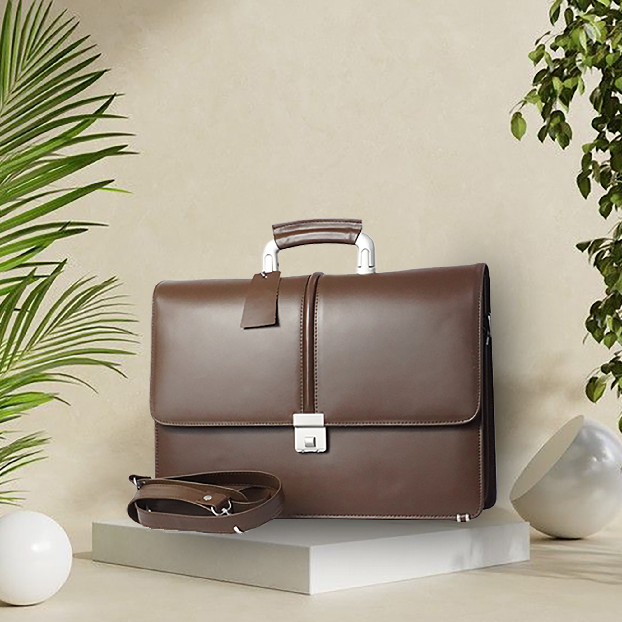 Leather Briefcase With Handle & Straps for Men and Women - Etsy