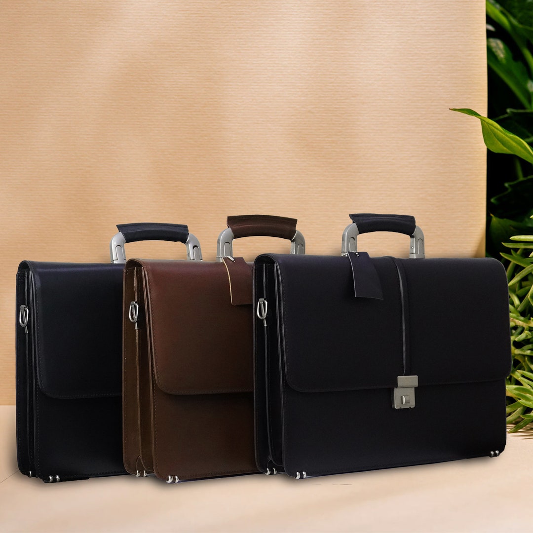 Leather Briefcase With Handle & Straps for Men and Women - Etsy