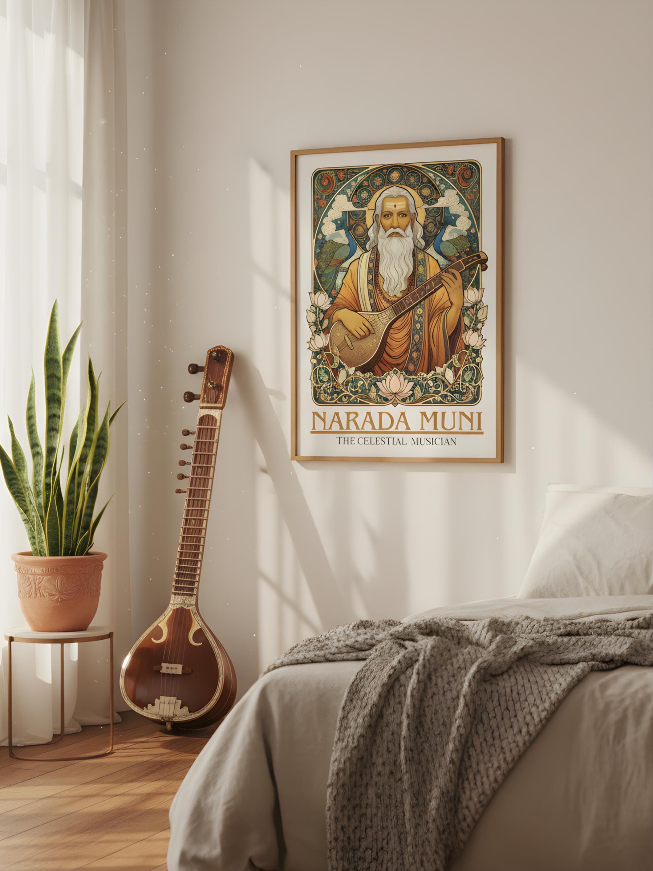 Narada Muni Art Nouveau Print | Hindu God Vintage Wall Art (digital ...