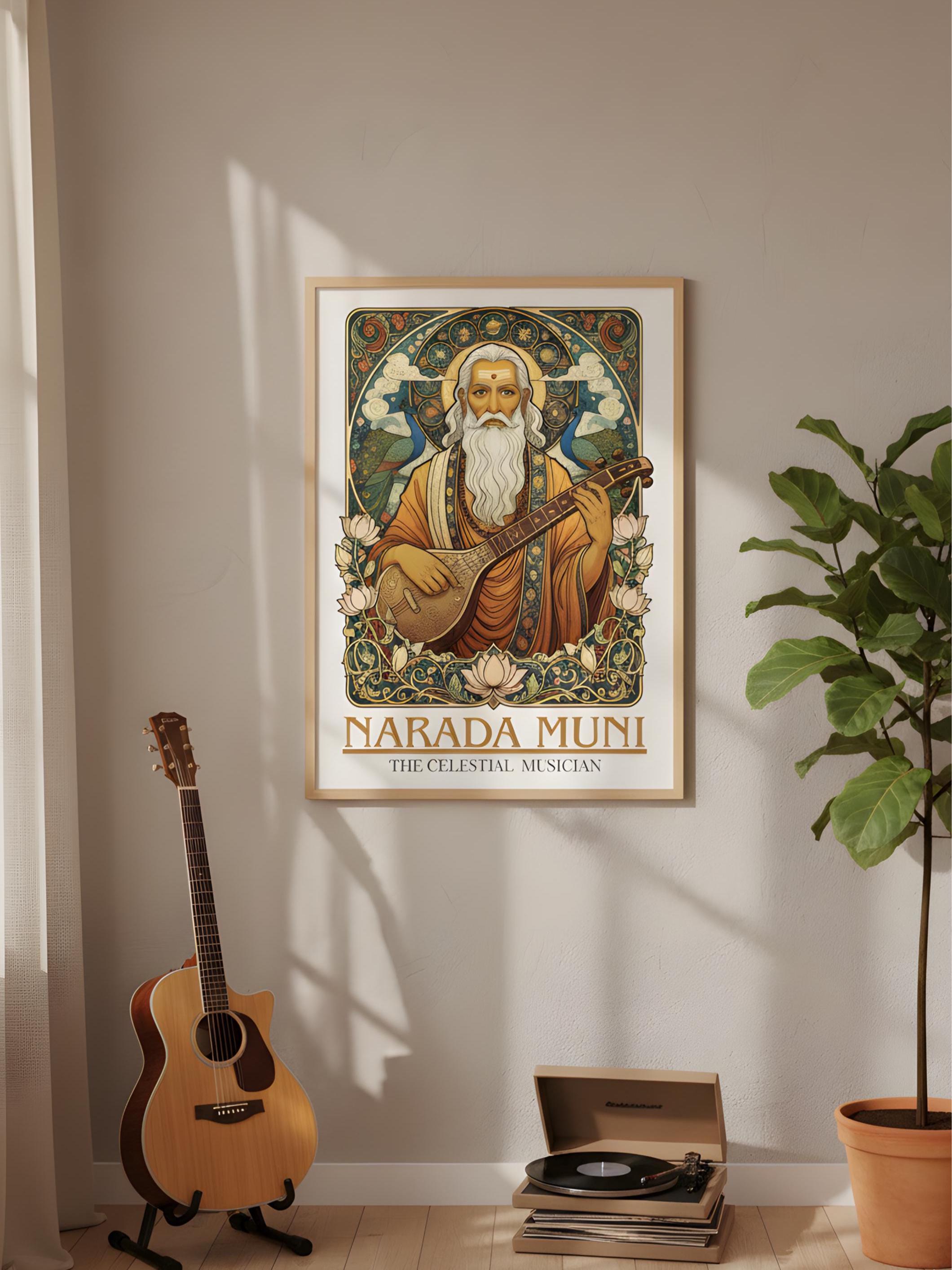 Narada Muni Art Nouveau Print | Hindu God Vintage Wall Art (digital ...