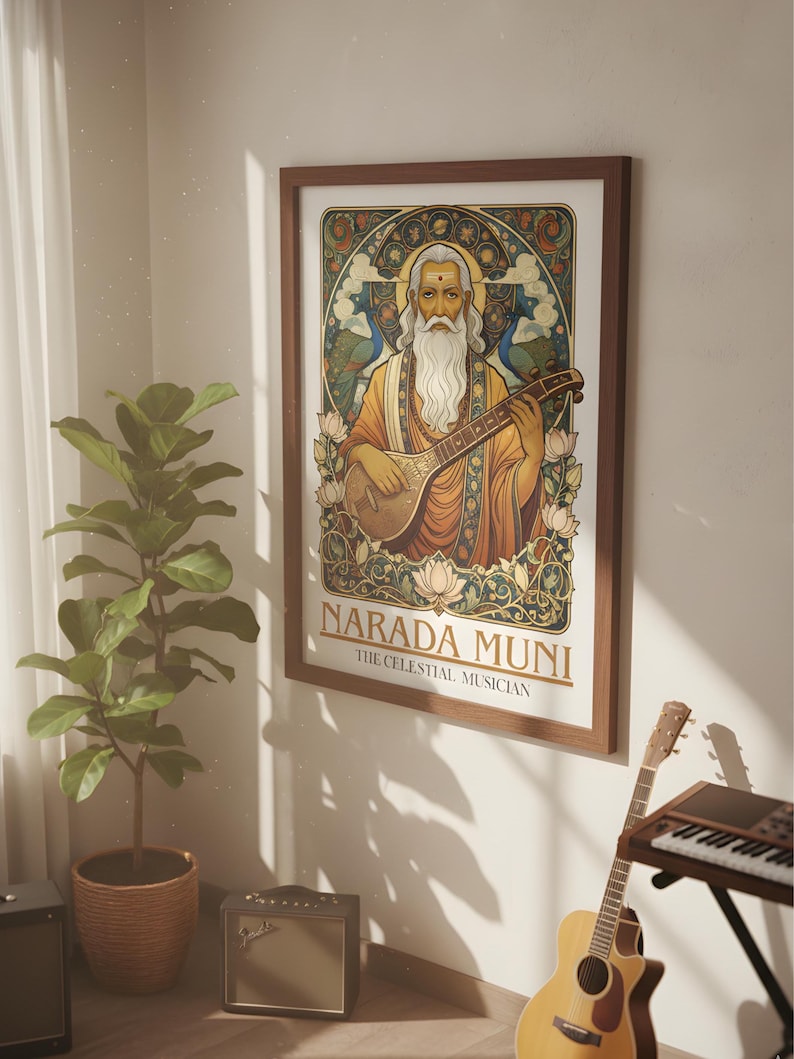 Narada Muni Art Nouveau Print | Hindu God Vintage Wall Art (digital ...