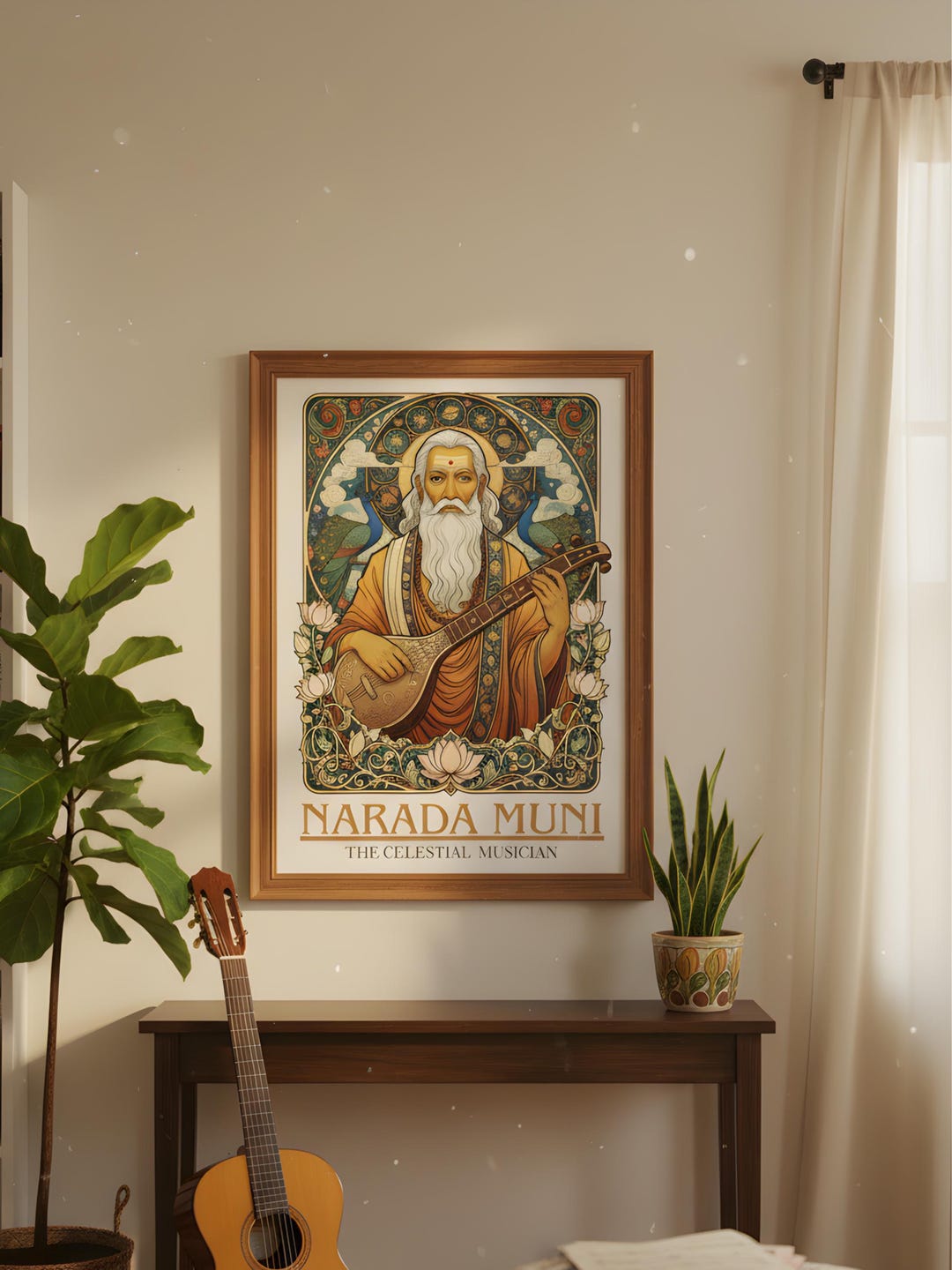 Narada Muni Art Nouveau Print | Hindu God Vintage Wall Art (digital ...