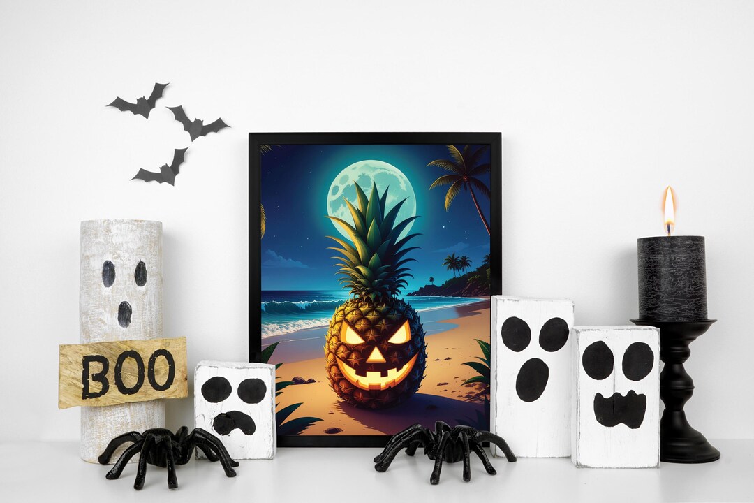 Halloween Pineapple Jack-o-lantern Wall Art Digital Download - Etsy