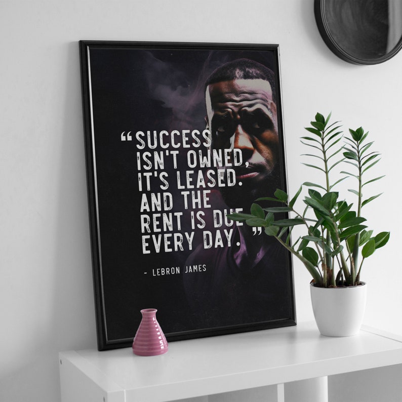 Lebron James Poster Inspirational Quote NBA Wall Art NBA Legend Lakers ...