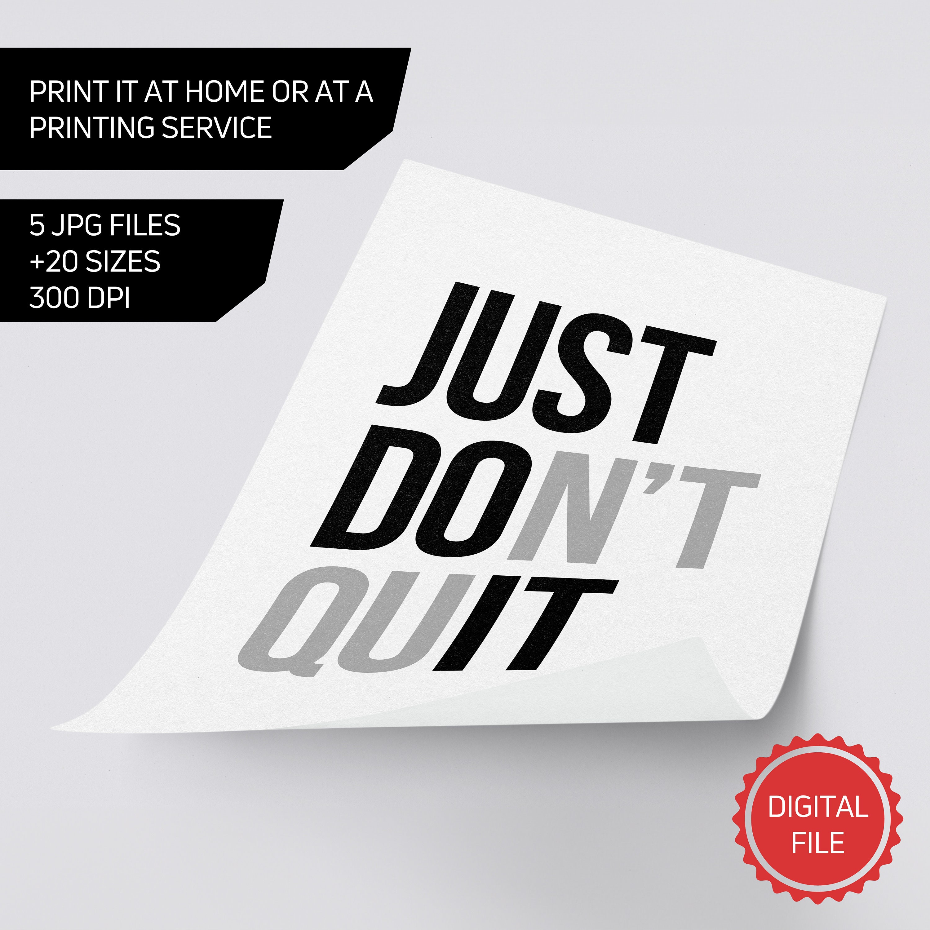 Inspirational Quote Poster Just Do It Don't Quit - Etsy