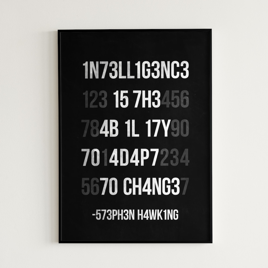 Inspirational Quote Poster Intelligence is the Ability to Adapt to ...