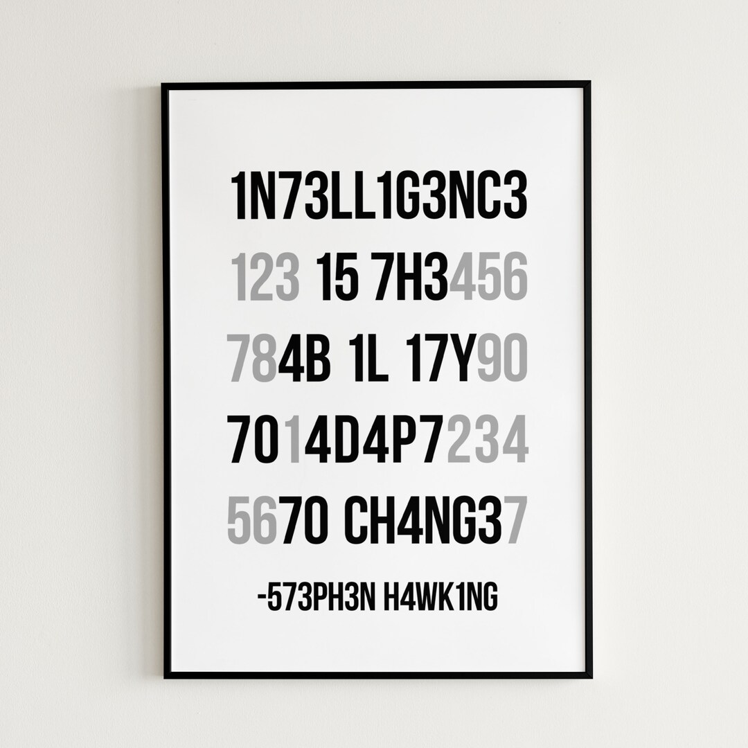 Inspirational Quote Poster Intelligence is the Ability to Adapt to ...