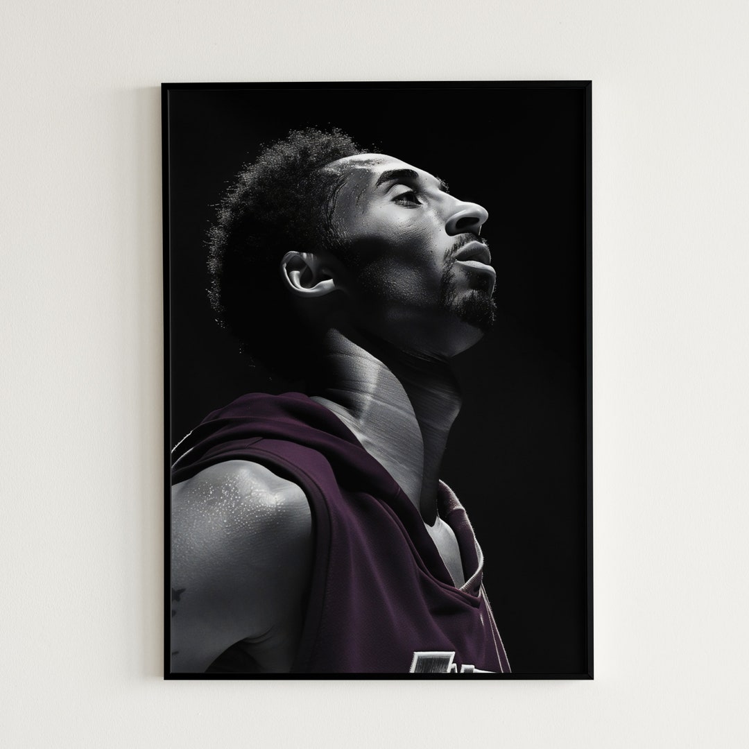 Kobe Bryant Poster, Basketball Portrait, Black Memba Printable Wall Art ...