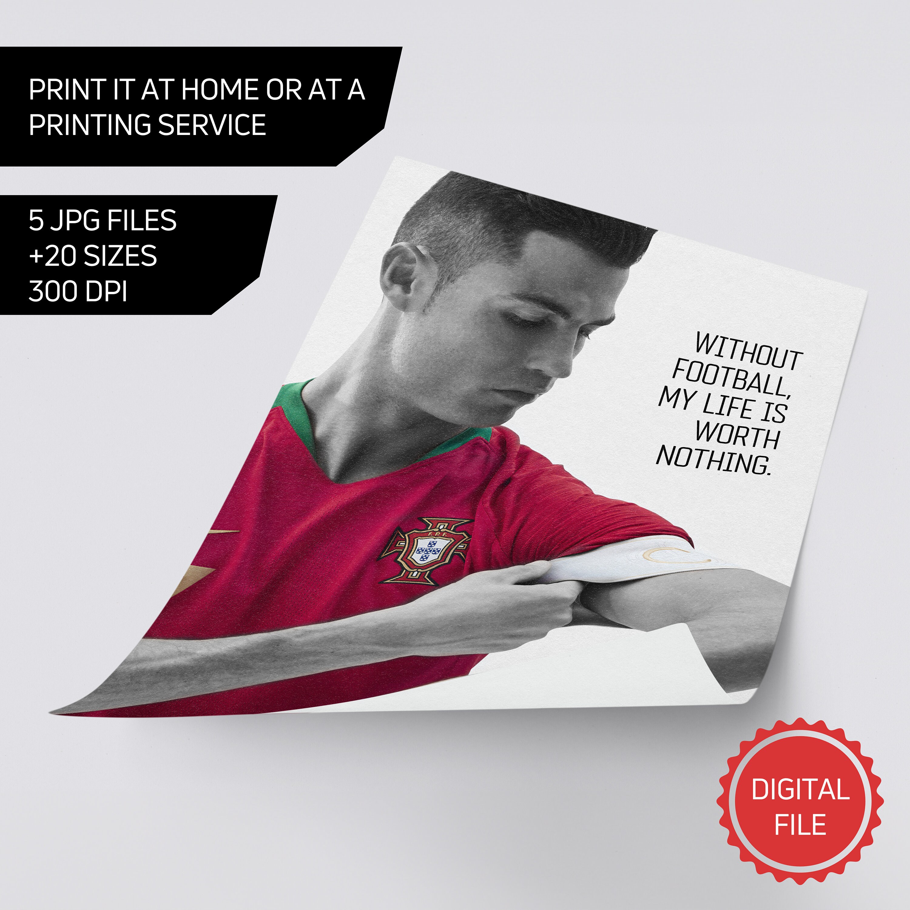 Cristiano Ronaldo Poster Soccer Jersey Portugal CR7 Poster Football ...
