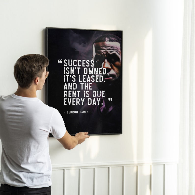 Lebron James Poster Inspirational Quote NBA Wall Art NBA Legend Lakers ...