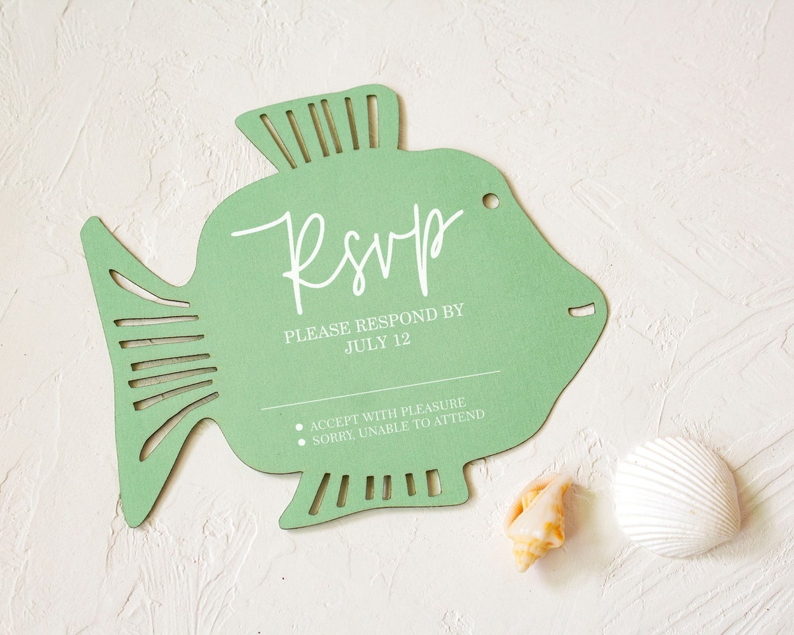 Sea Wedding Set Invitation Template Svg, Coral Reef With Fish Envelope ...