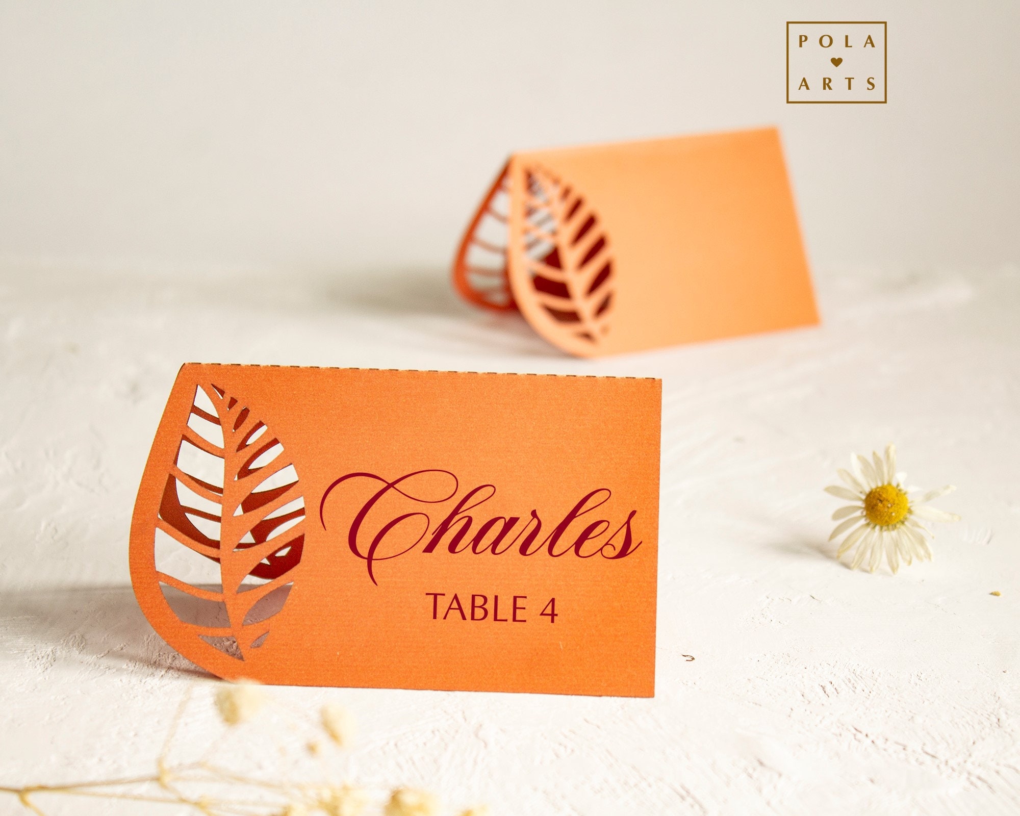 Place Card Svg Template Fall Wedding Dry Leaf Autumn Escort - Etsy