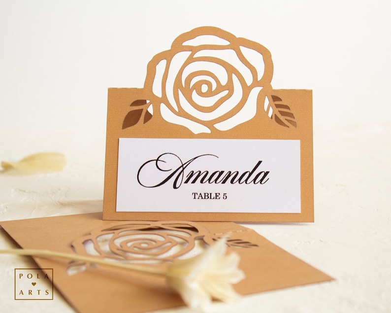 Rose Place Card Template Svg Wedding Table Card for for - Etsy