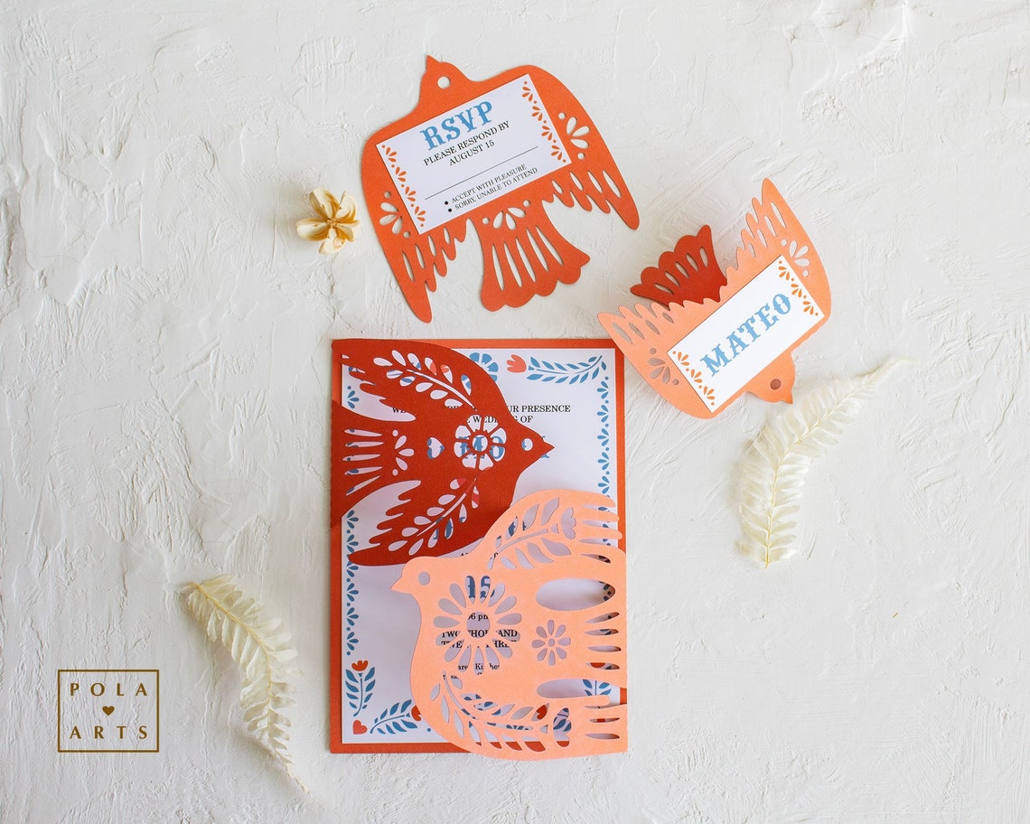 Mexican Birds Invitation Template Svg, Flower Wedding Set, Rsvp Bird ...